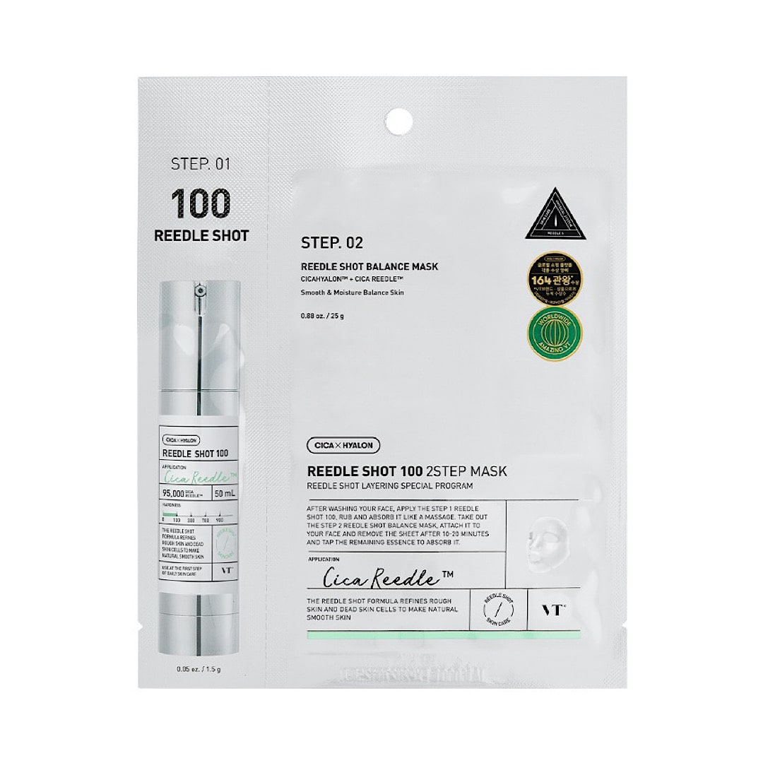 VT Cosmetics Mild Reedle Shot 100 2-Step Mask | Skin2Seoul Sheet Mask