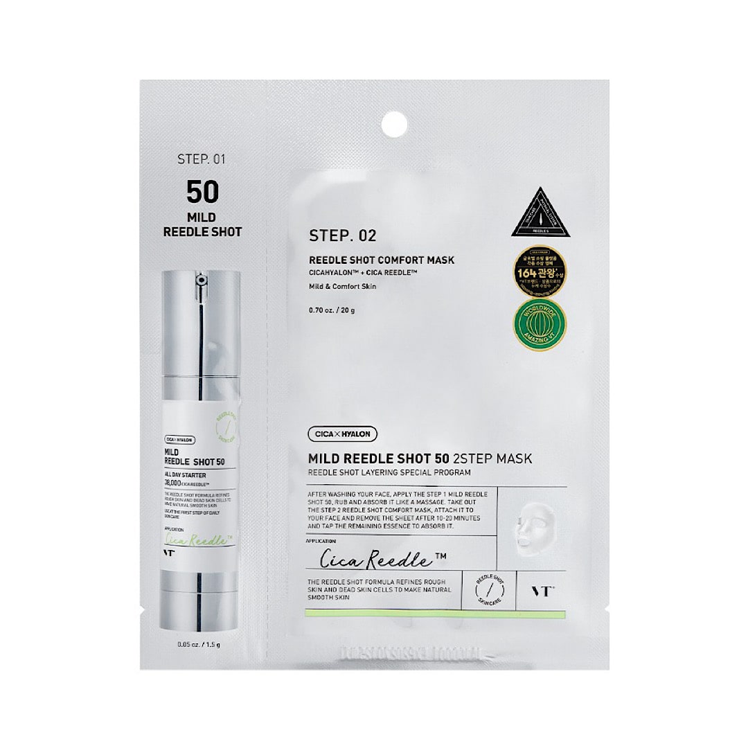 VT Cosmetics Mild Reedle Shot 50 2-Step Mask | Skin2Seoul Sheet Mask
